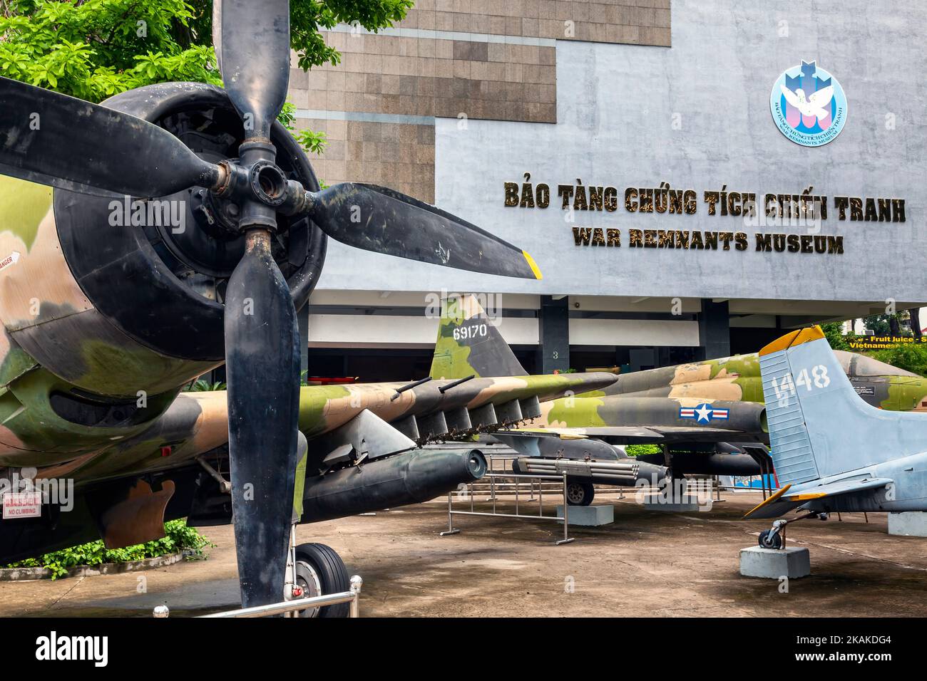 U.S. Air Force planes on display outside War Remnants Museum, Ho Chi ...
