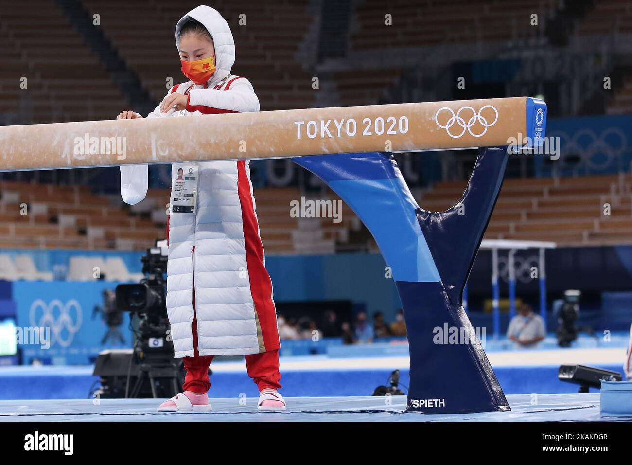 AUGUST 03rd, 2021 - TOKYO, JAPAN: GUAN Chenchen of China performs at the Women's Balance beam ...