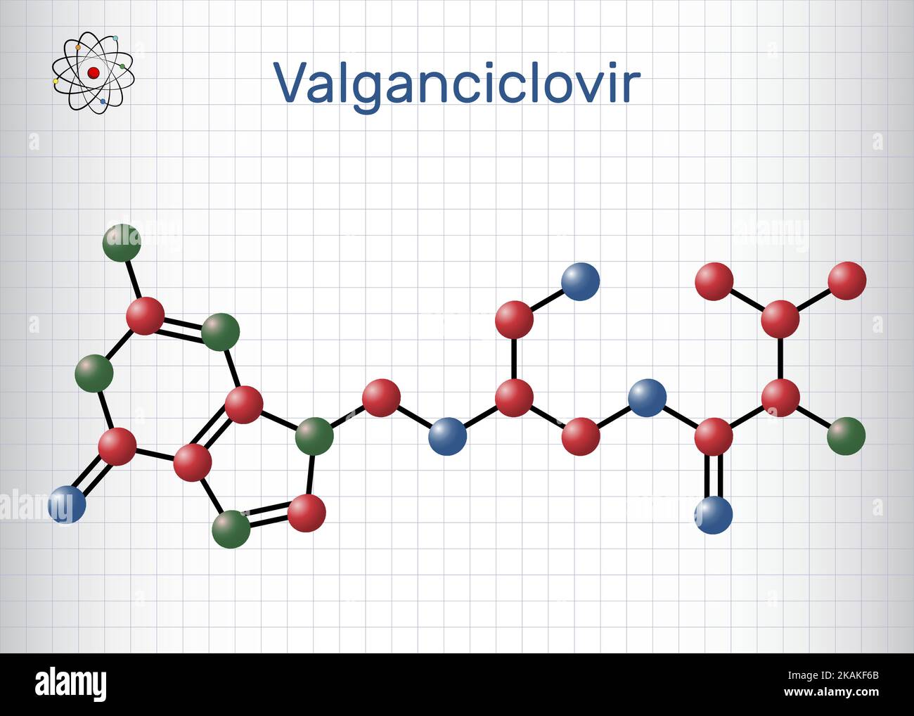 Valganciclovir molecule. It is antiviral medication used to treat ...