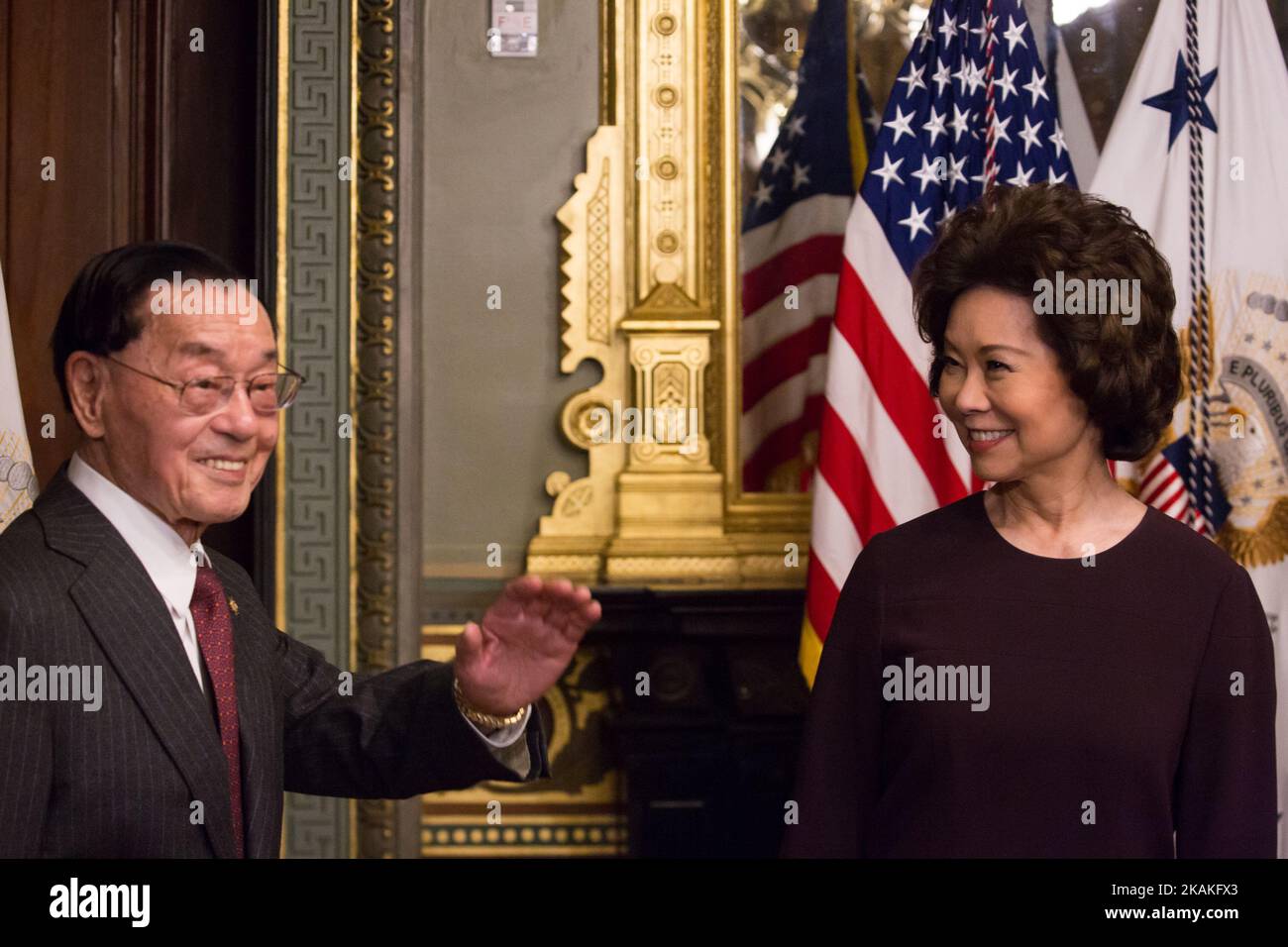 On Tuesday, January 31, (r-l), Elaine Chao, and her father James Chao ...