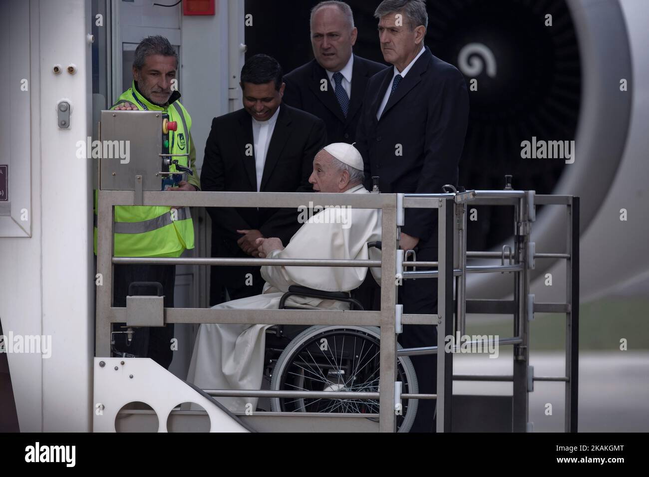 Fiumicino, Italy, 3 November 2022. Pope Francis boards his plane at ...