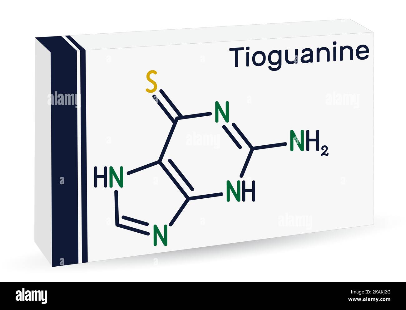 Tioguanine, thioguanine or 6-thioguanine molecule. It is purine ...