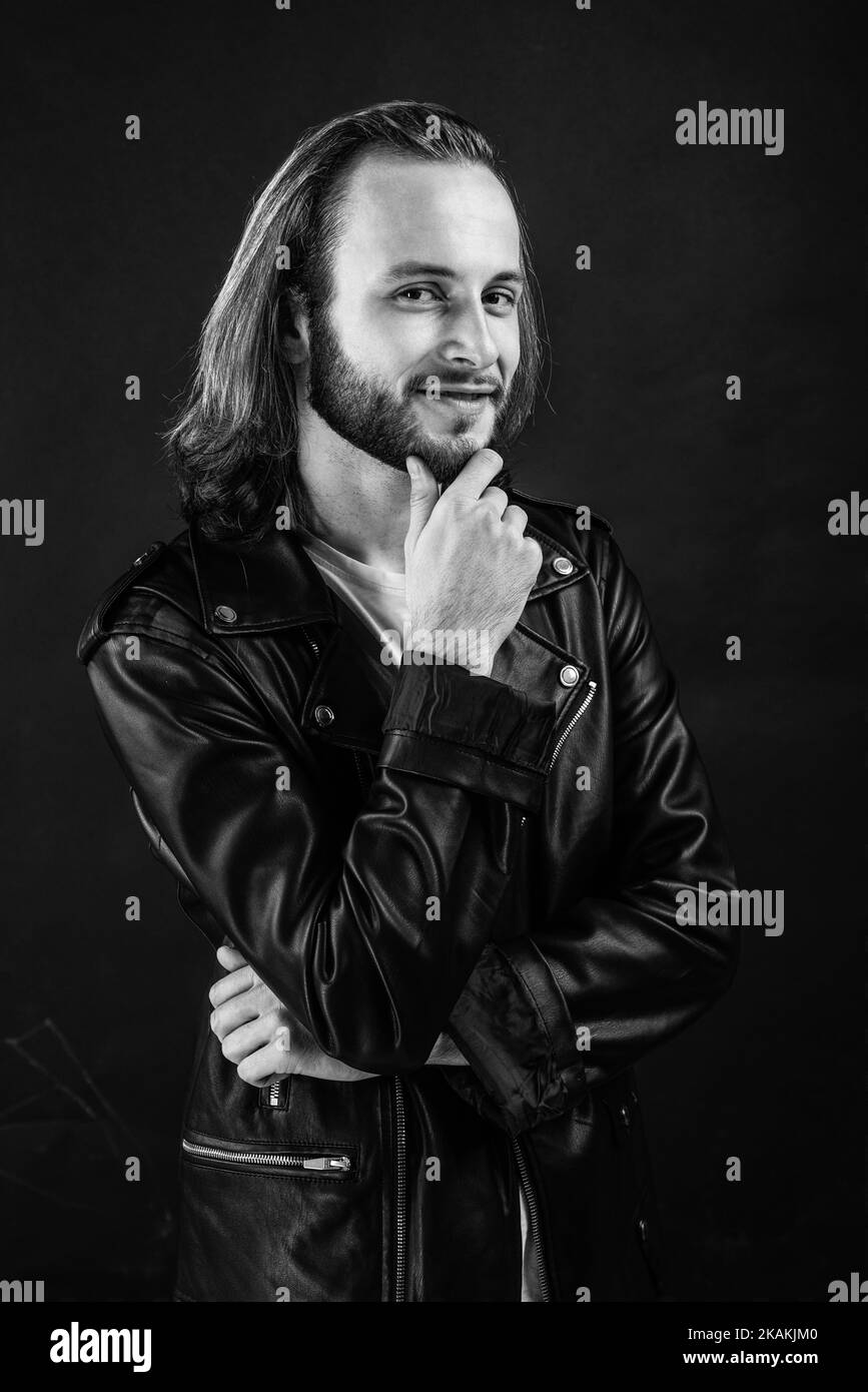 Punk rocker leather Black and White Stock Photos & Images - Alamy