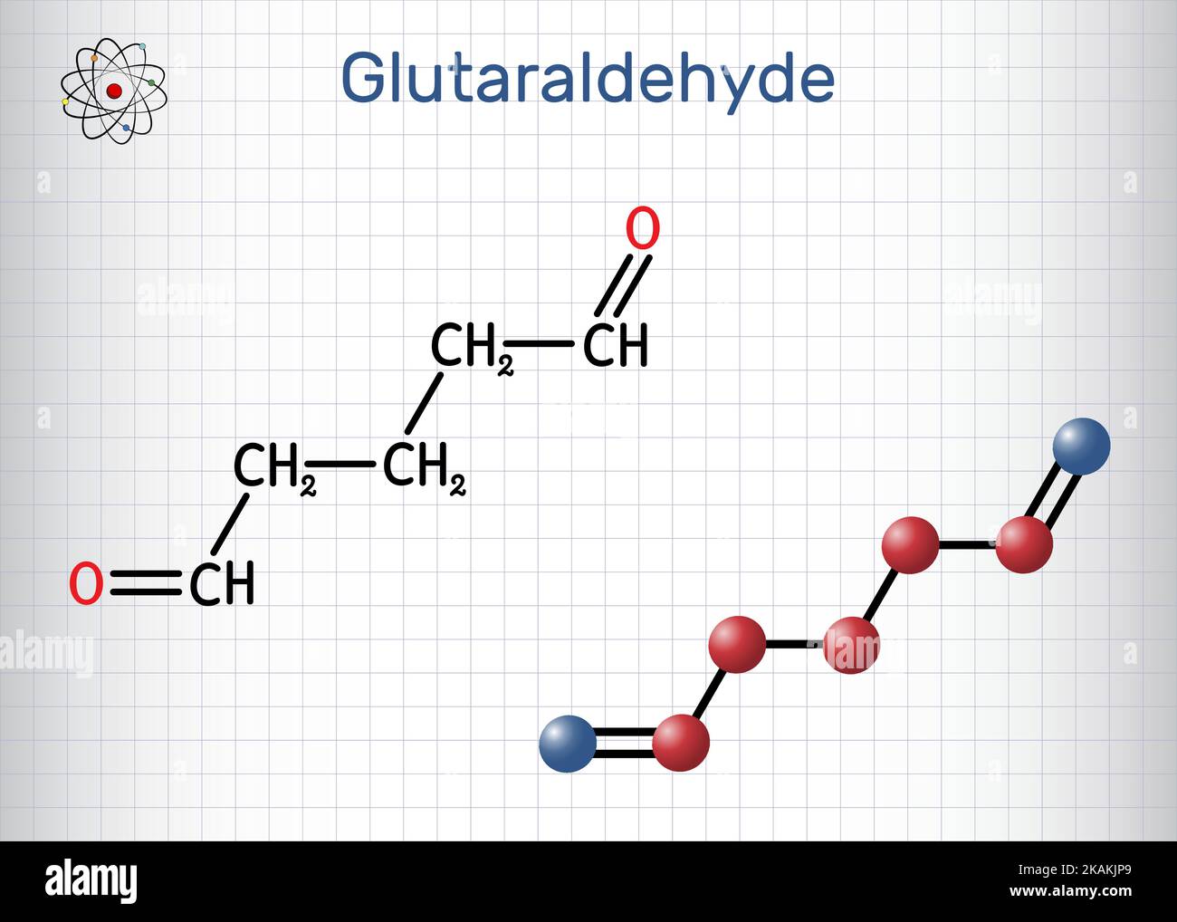 Glutaraldehyde, glutaral molecule. It is is used for industrial ...