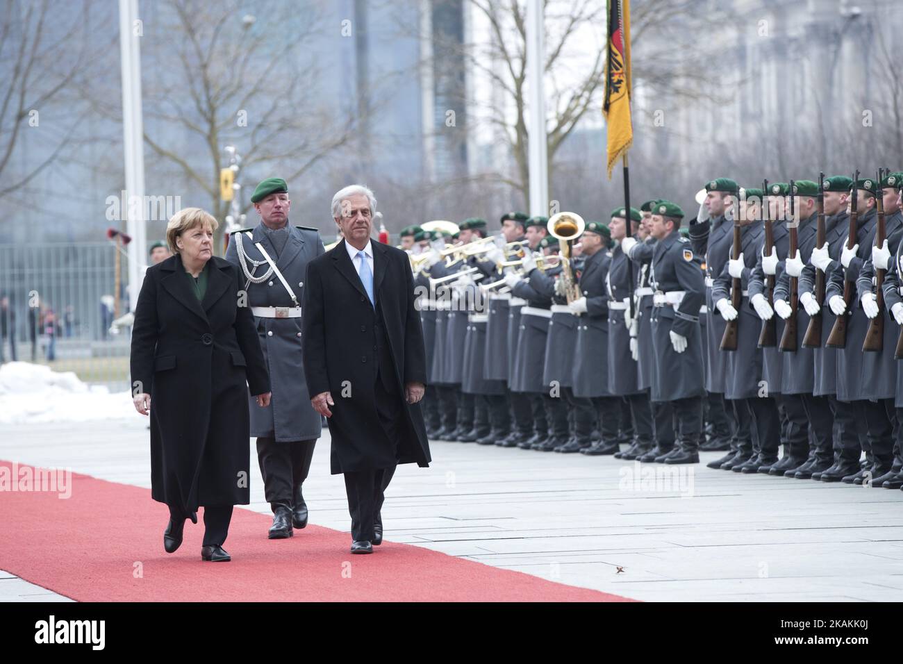 German Chancellor Angela Merkel and President of Uruguay Tabare Vazquez ...