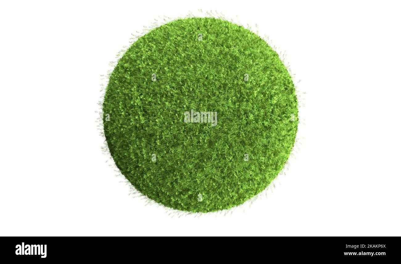 A 3D rendered earth made of grass on white background, concept of ...