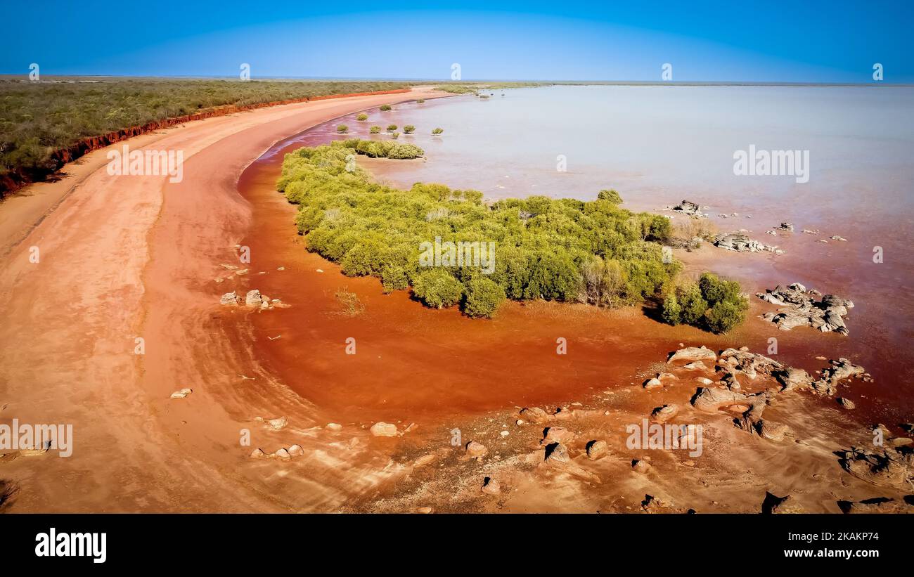 The coastline of Roebuck Bay, Broome, Western Australia, aerial Stock ...
