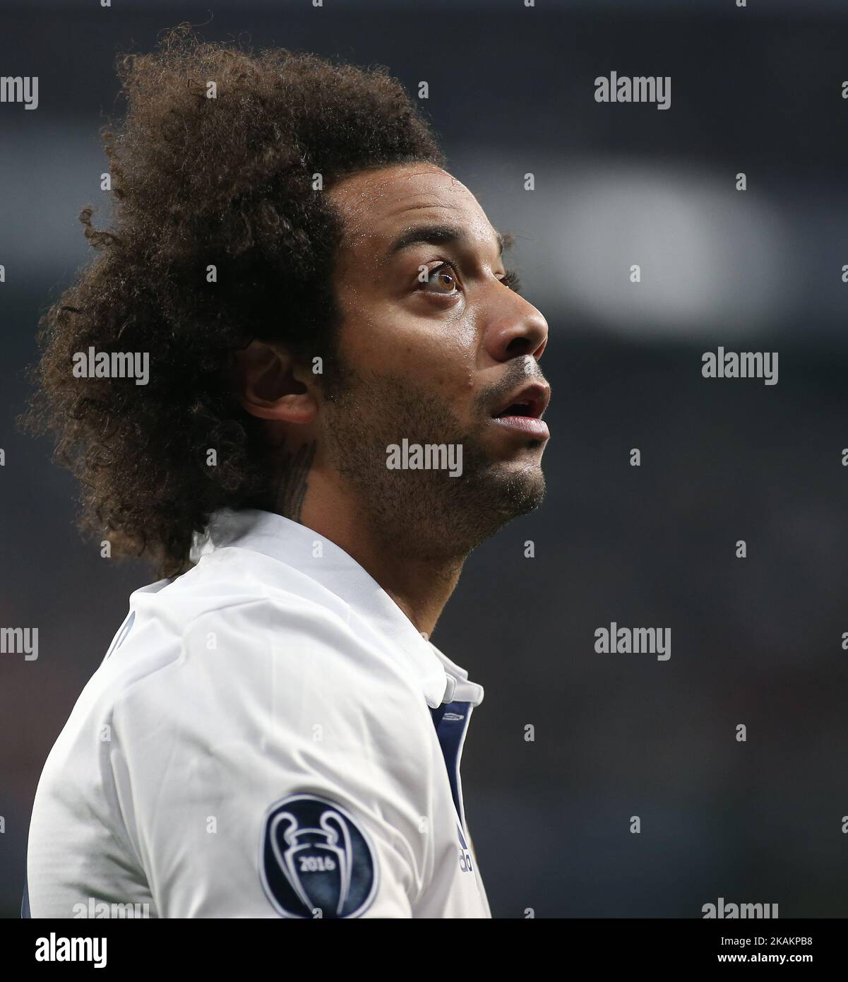 Real Madrid's defender Marcelo reacts during the UEFA Champions League ...