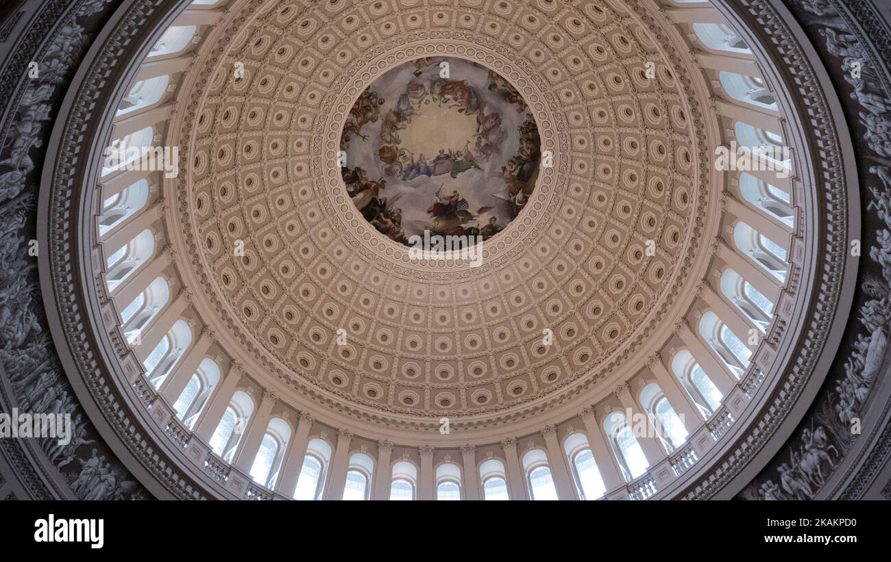 On Tuesday, February 14, a view of the Capitol Rotunda in the United ...
