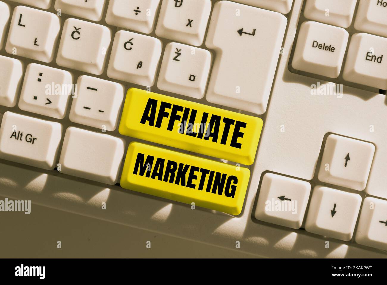 Conceptual caption Affiliate Marketing. Concept meaning Achieve ...