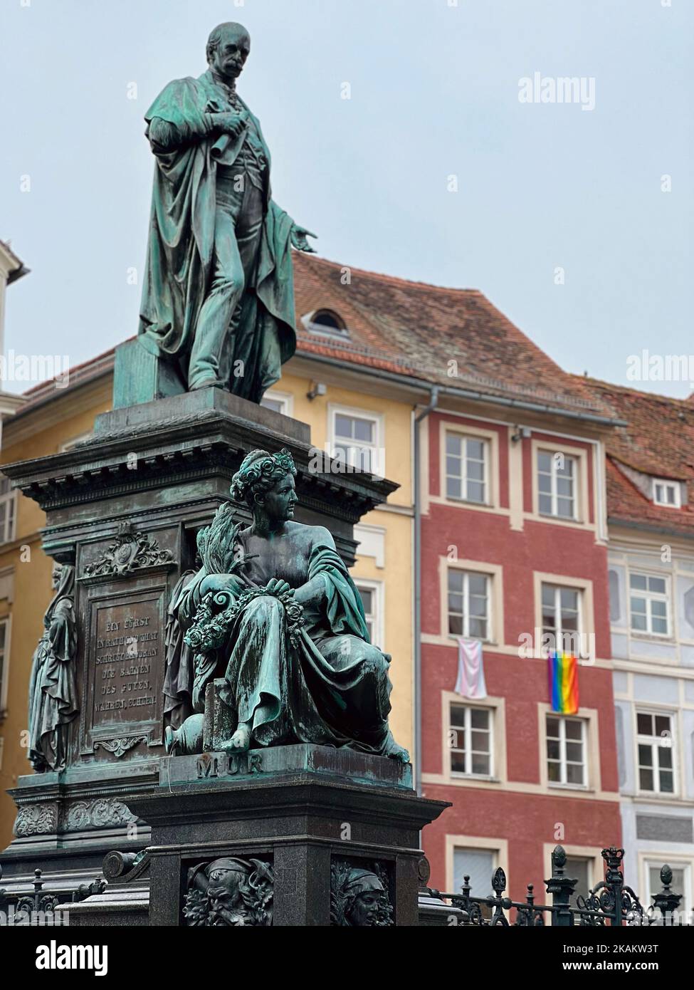 A vertical shot of the Archduke Johann Fountain in Graz, Austria Stock ...