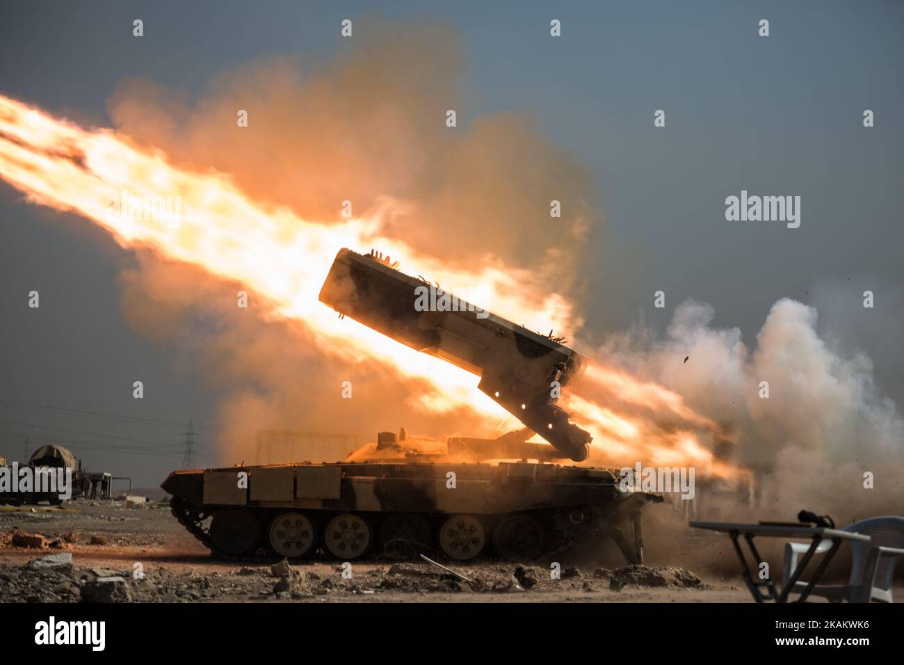 Iraqi forces fighting to retake Mosul airport from ISIL fire a missile ...