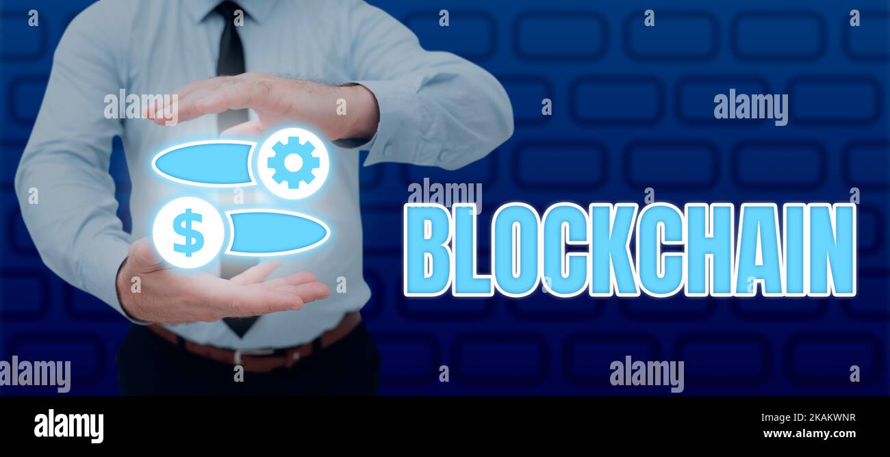 Sign displaying Blockchain. Word for Hollywood, refers to the Hindi ...