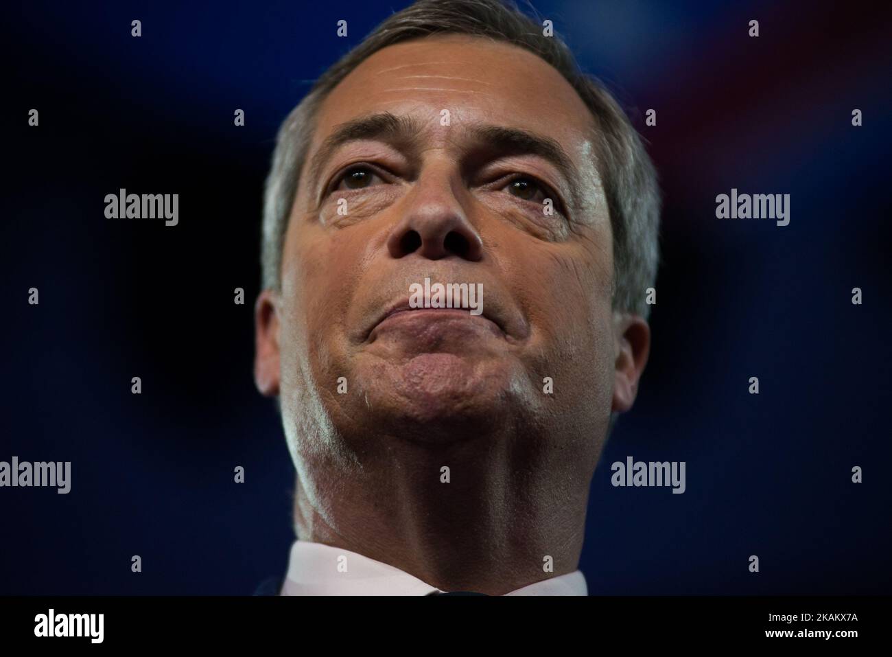 British politician Nigel Farage speaks during the Conservative ...