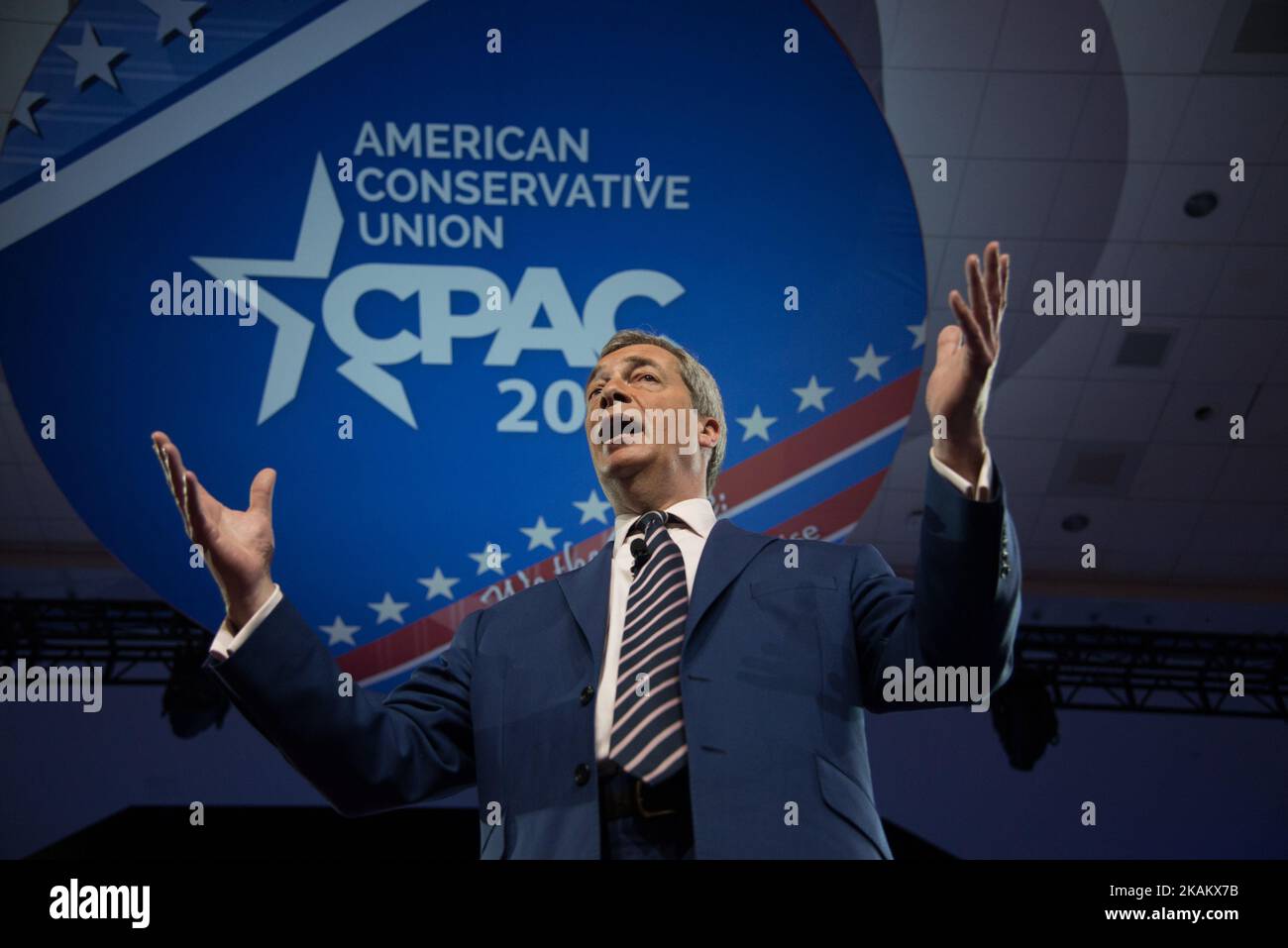 British politician Nigel Farage speaks during the Conservative ...