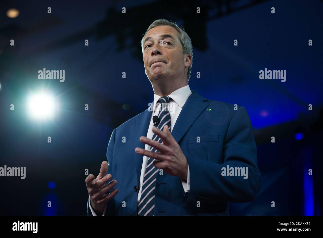 British politician Nigel Farage speaks during the Conservative ...