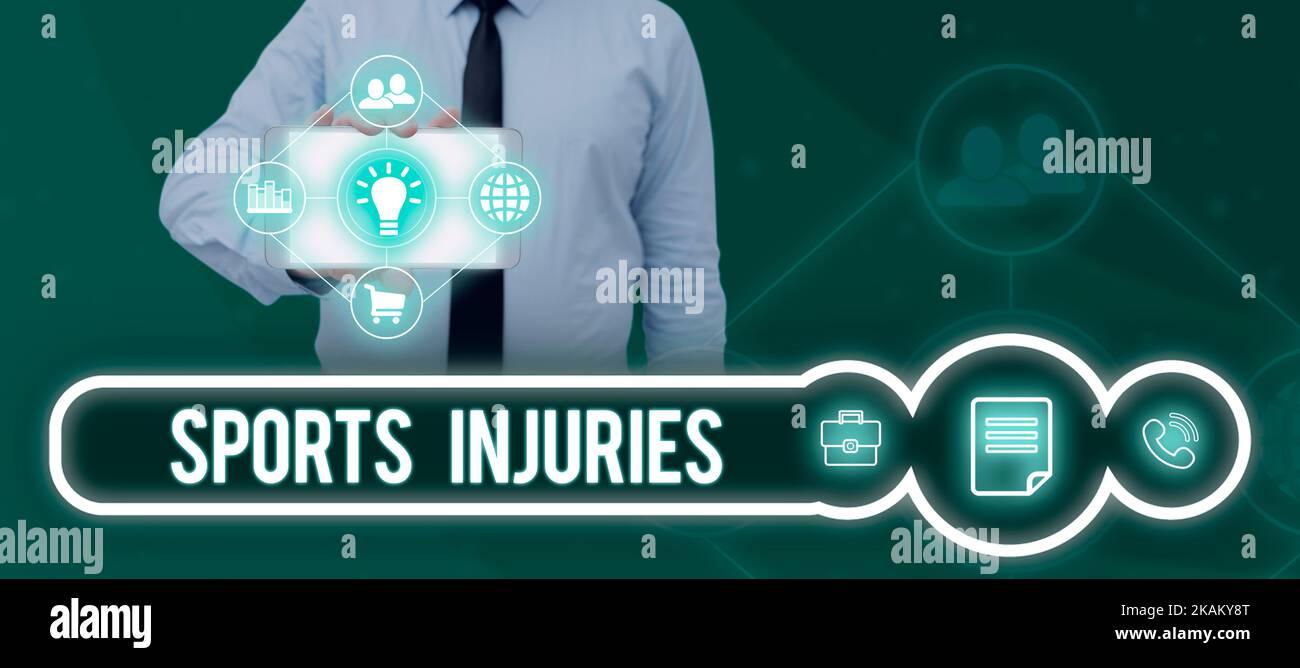 Conceptual display Sports Injuries. Internet Concept program that helps ...