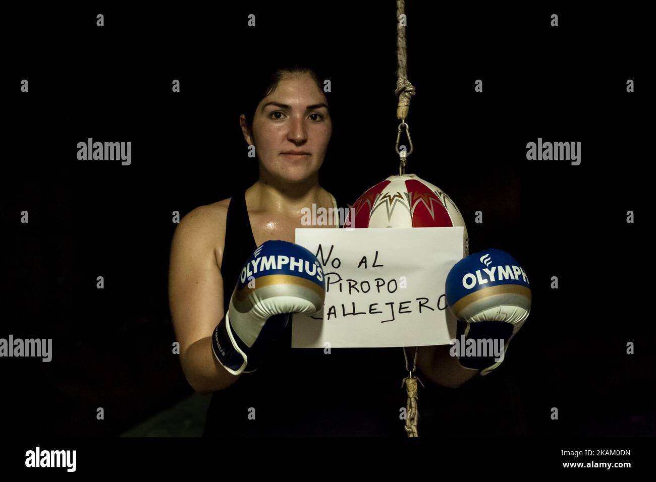 Osorno, Chile. The amateur boxer Erla Hernández, 32 years old and ...