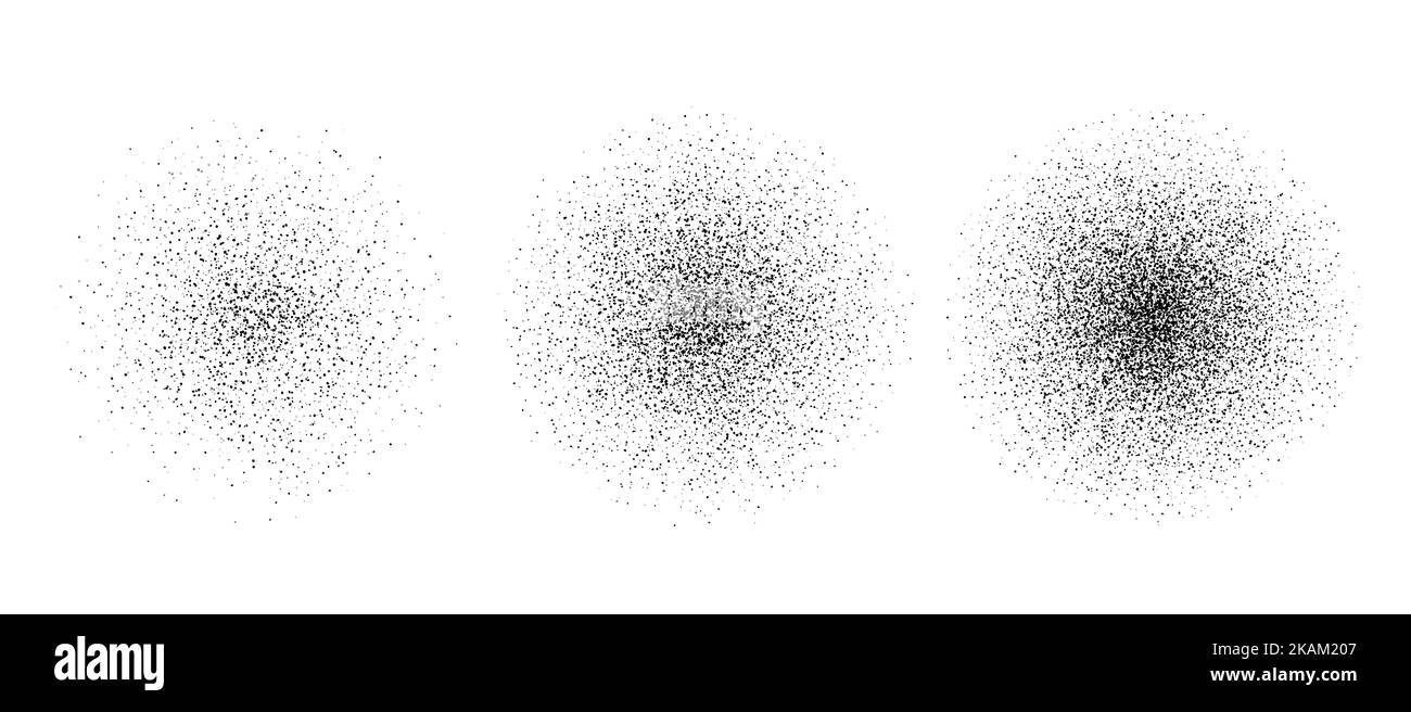 Black paint splatter, dotwork circular shape, black grain texture ...