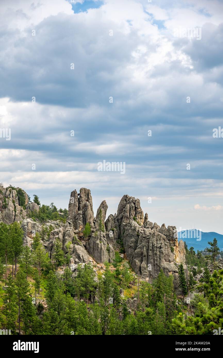 HDR view of Needles Highway .Cathedral Spires in the Black Hills of ...