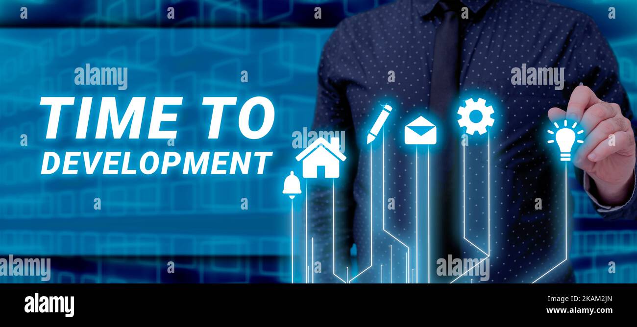Text caption presenting Time To Development. Business approach Business ...