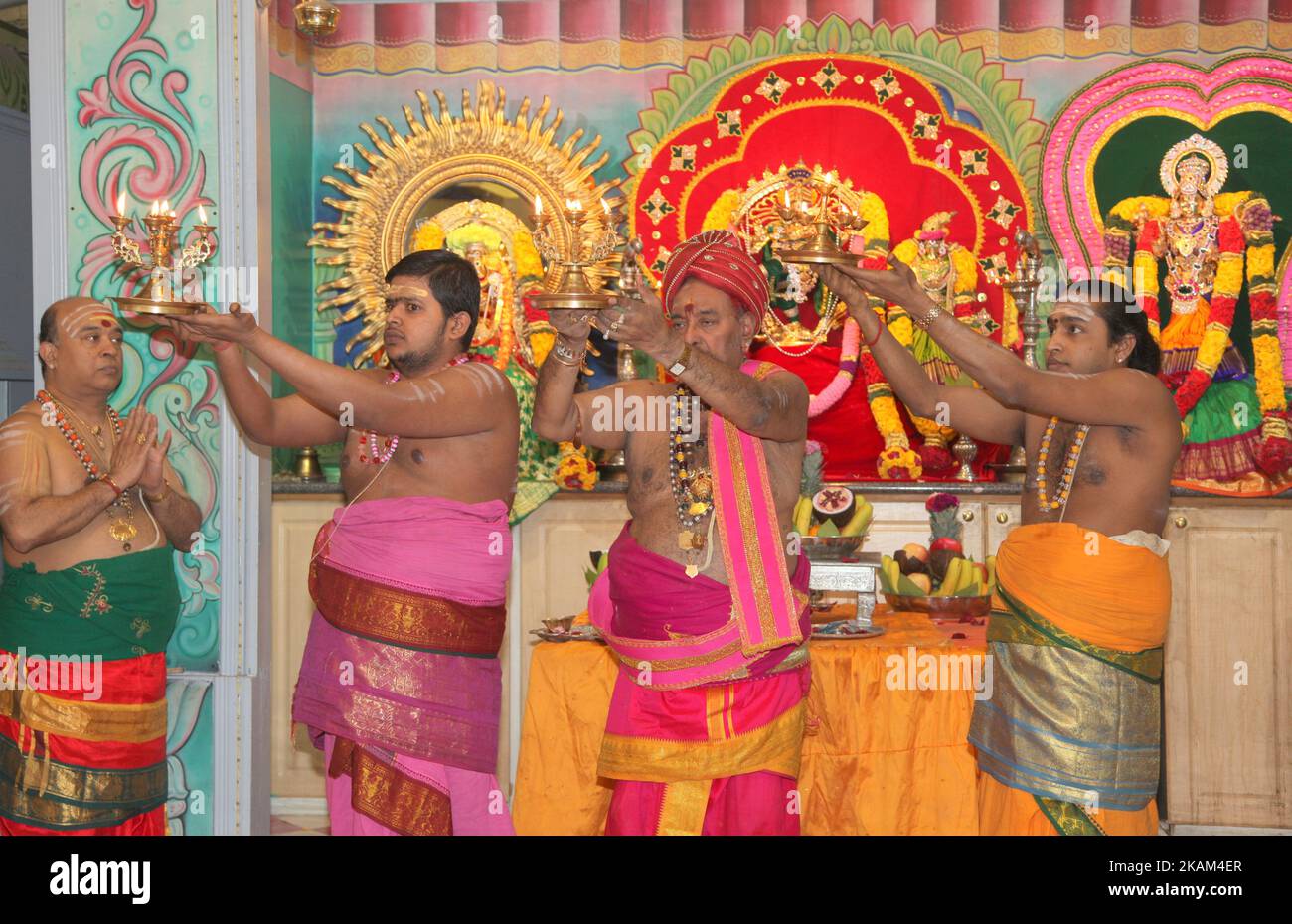 Tamil Hindu priests perform special prayers honouring Lord Shiva during ...
