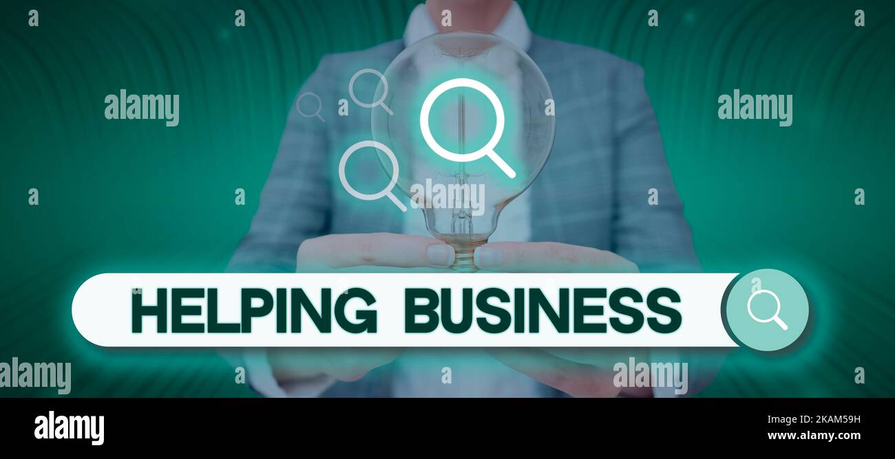 Hand writing sign Helping Business. Business showcase ability of an ...