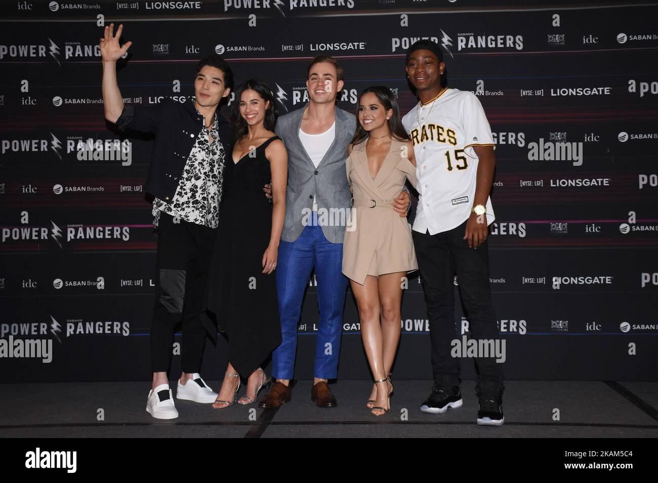 Ludi Lin, Naomi Scott, Dacree Montgomery, Becky G, RJ Cyler poses to ...