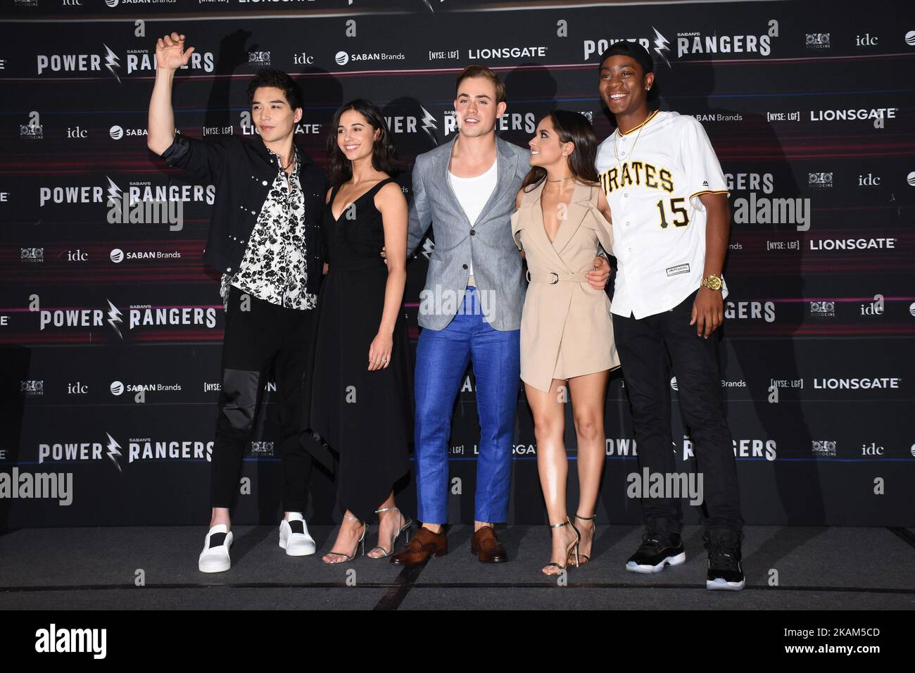 Ludi Lin, Naomi Scott, Dacree Montgomery, Becky G, RJ Cyler poses to ...