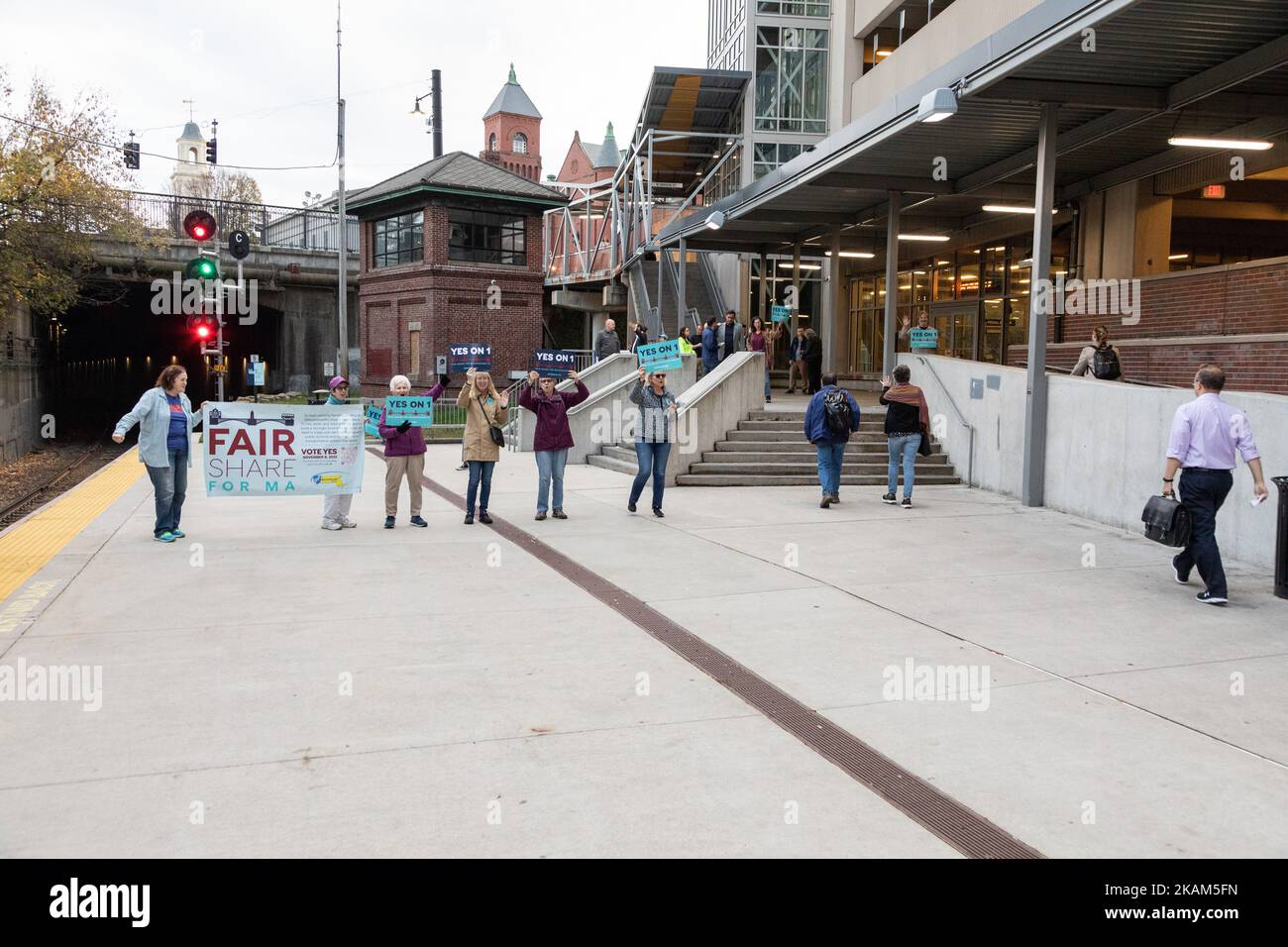 November 1, 2022. Salem, MA. Supporters of YES on 1 the Fair Share ...