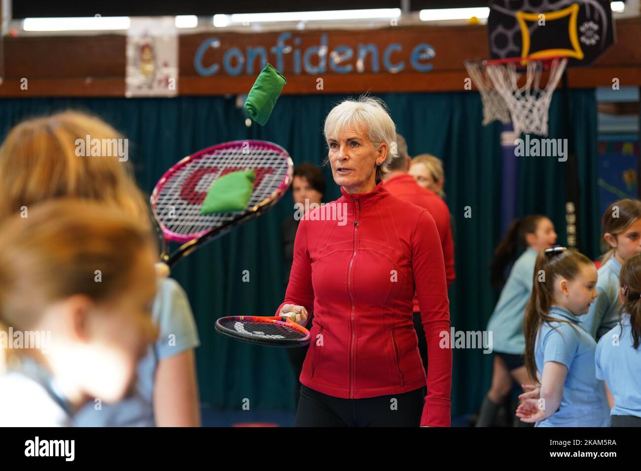 Judy Murray takes part in a tennis workshop at Mount Vernon Primary ...