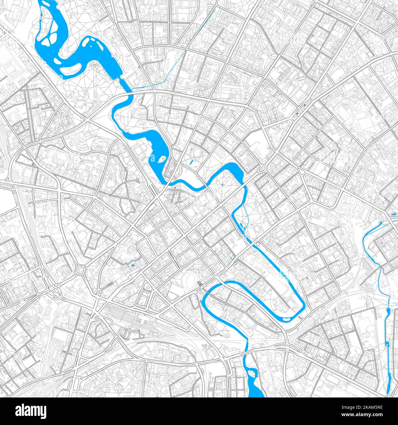 Minsk, Belarus high resolution vector map with editable paths. Bright ...