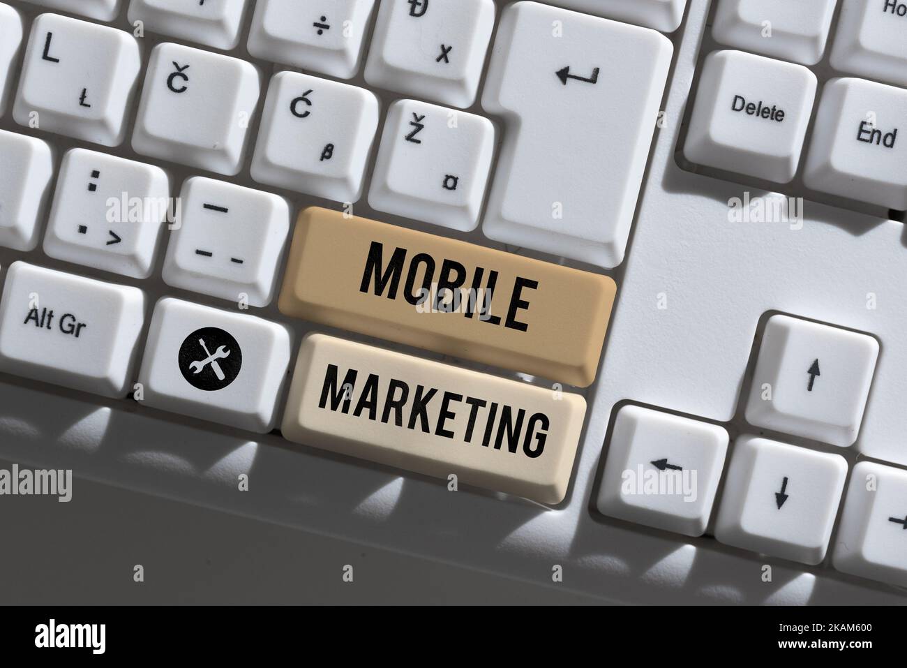 Sign displaying Mobile Marketing. Business showcase digital signature ...