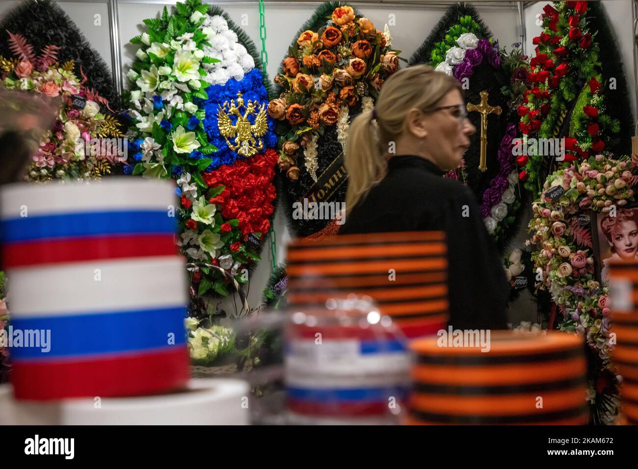 Moscow, Russia. 3rd November, 2022. A visitor attends the Necropolis ...