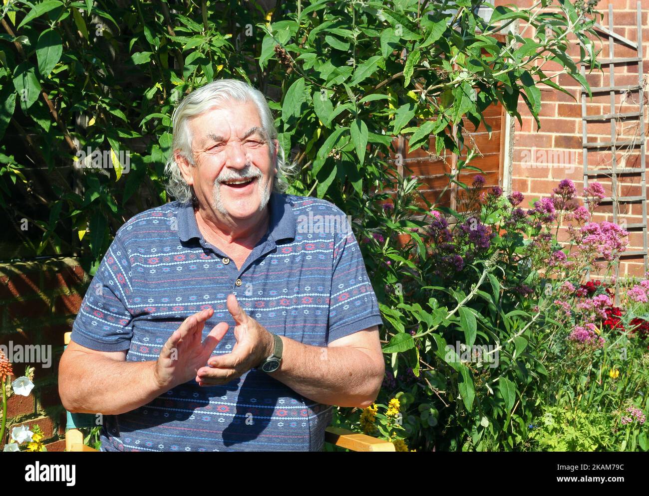 Senior man clapping and smiling. Applauding Stock Photo - Alamy
