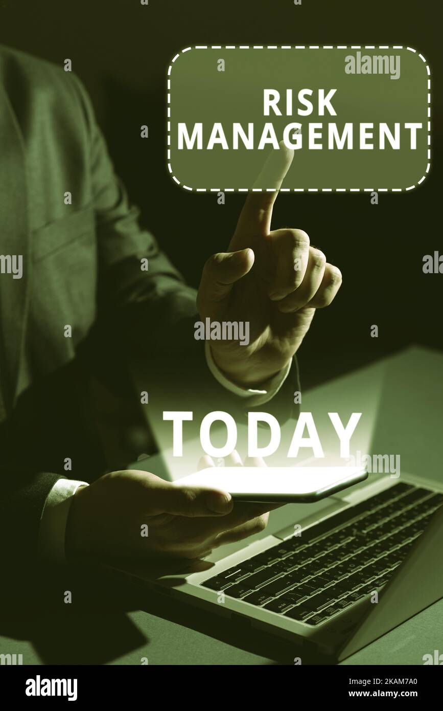 Hand writing sign Risk Management. Concept meaning assessing and ...
