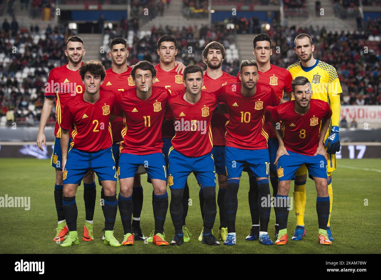 Line up Spain during the friendly match of national teams U21 of Spain ...