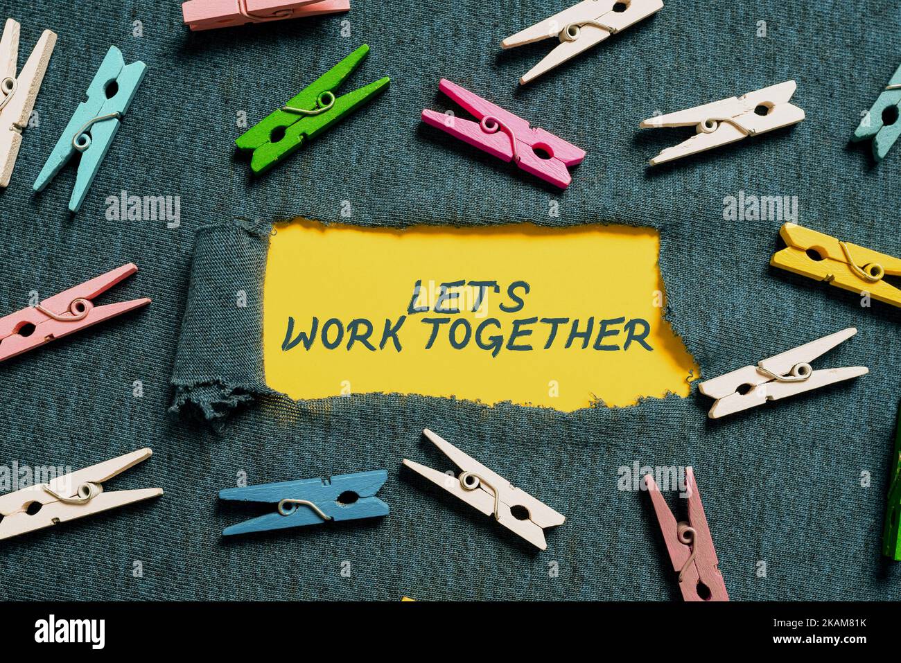 Sign displaying Let S Is Work Together. Business overview Unite and ...