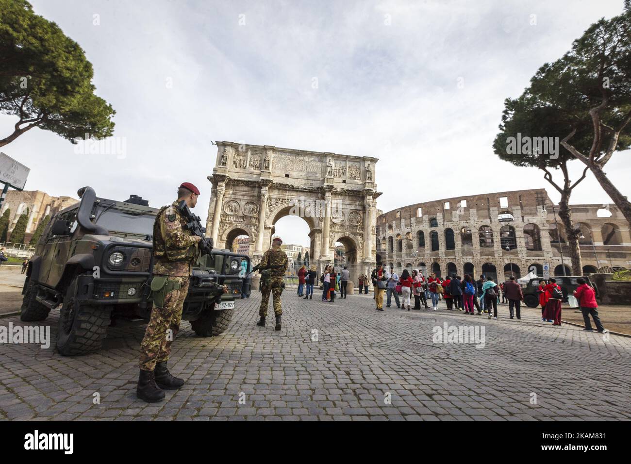 Rome, Italy. 24th March, 2017. Italian military corps stands in front ...