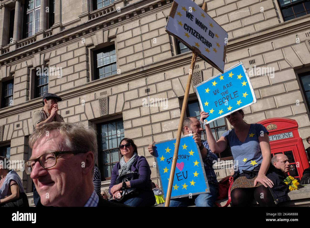 People march during the 'Unite For Europe' protest in Parliament Square ...