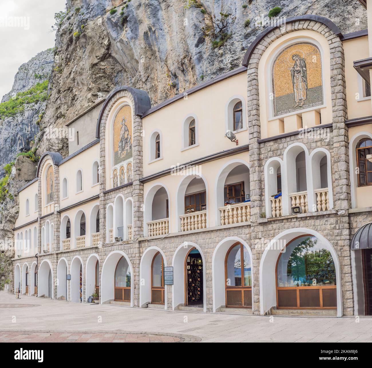 Monastery of Ostrog, Serbian Orthodox Church situated against a ...