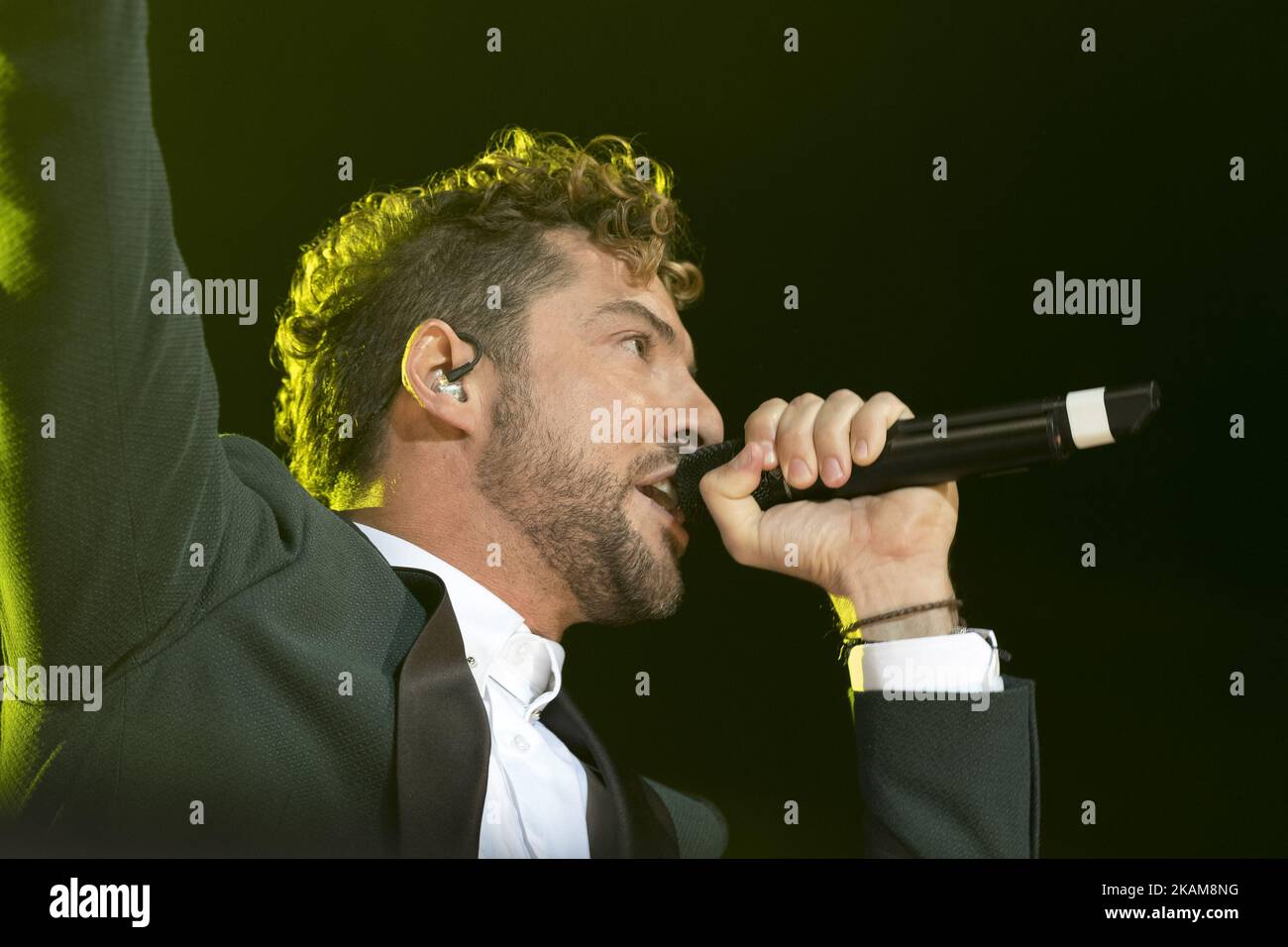 Spanish singer David Bisbal performs on stage during the 'La noche de ...