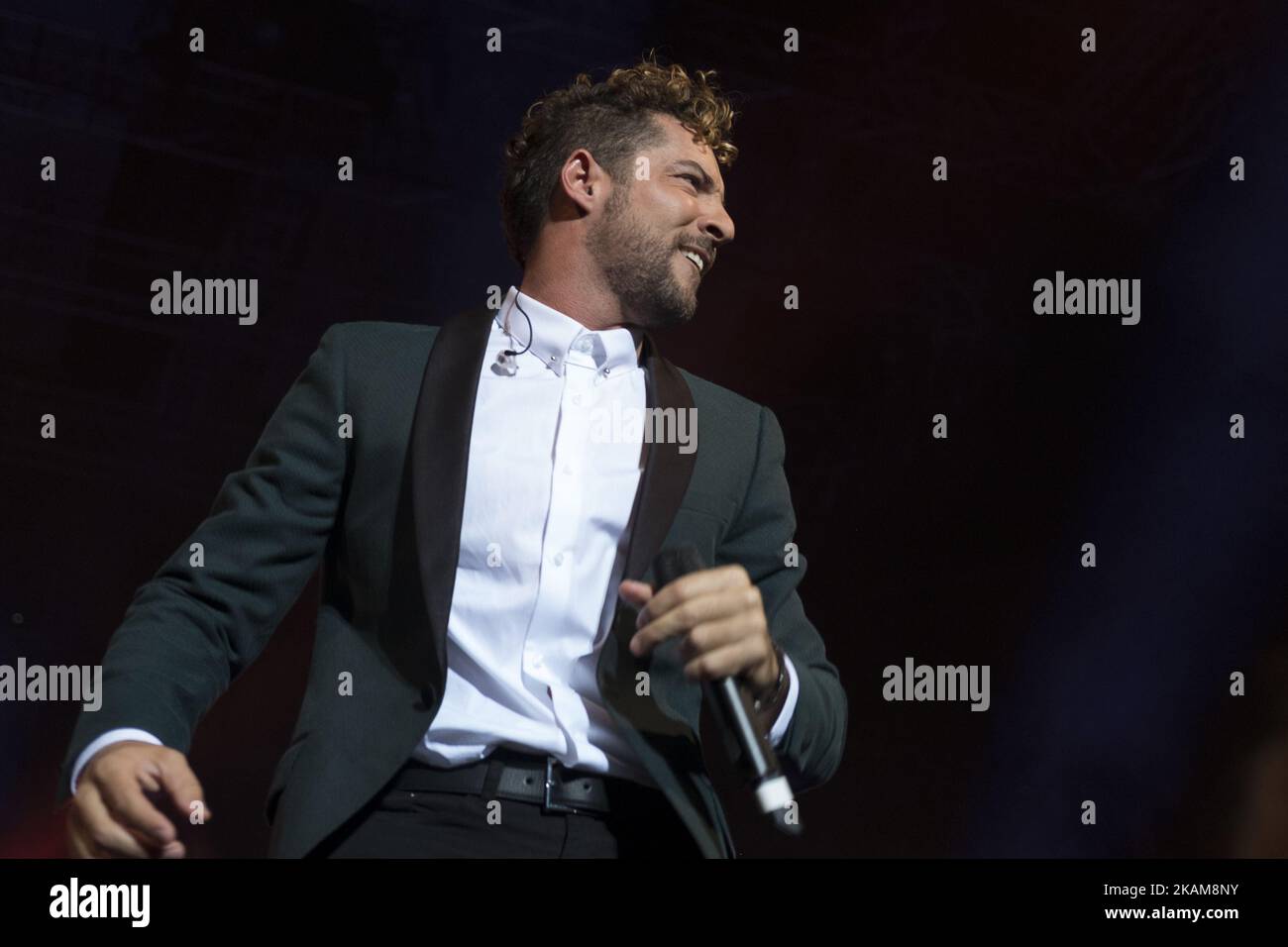 Spanish singer David Bisbal performs on stage during the 'La noche de ...