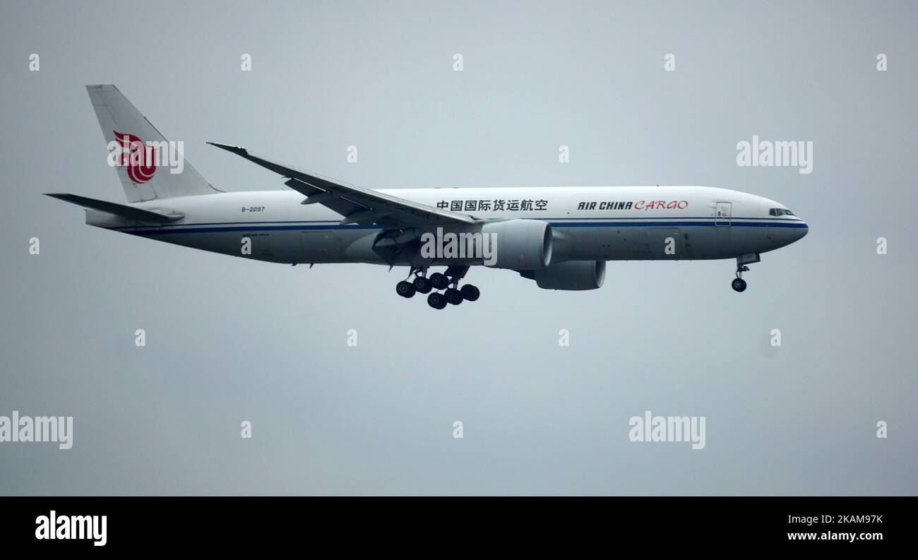 An air China Cargo Boeing 777 freighter plane prepares for landing at ...