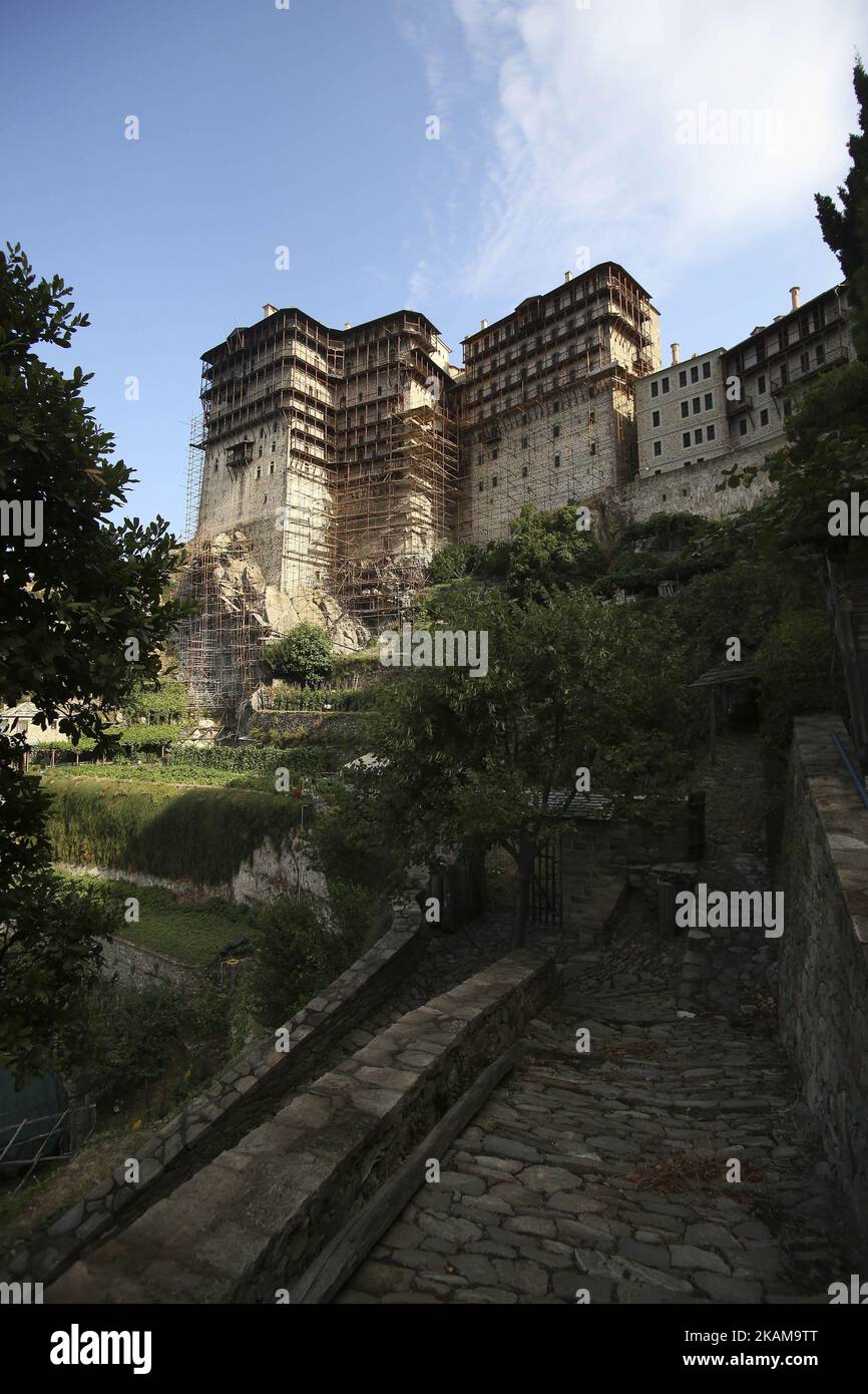 Simonopetra monastery, a 13th century monastery in Mount Athos, the ...