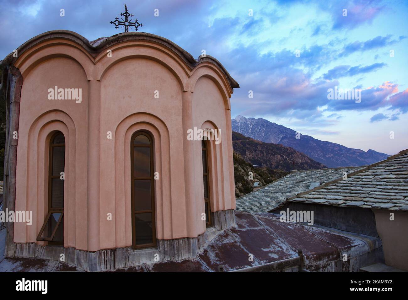Simonopetra monastery, a 13th century monastery in Mount Athos, the ...