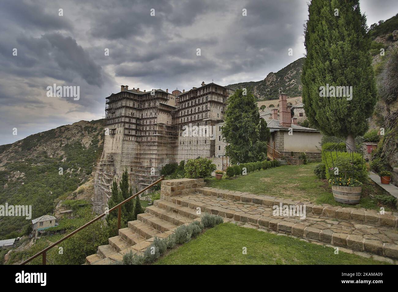Simonopetra monastery, a 13th century monastery in Mount Athos, the ...