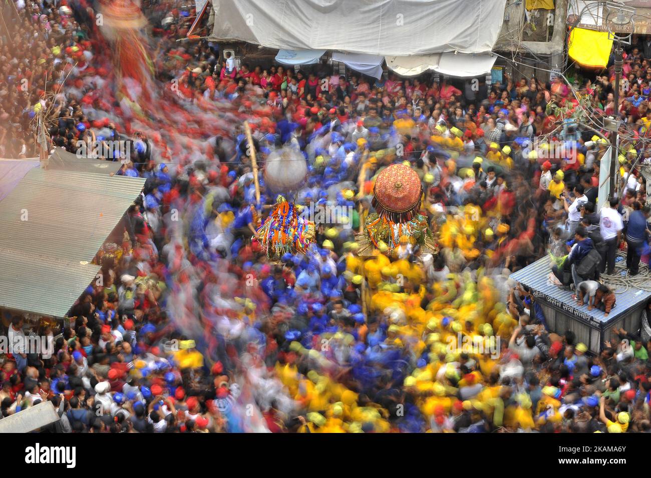The slow shutter shows Nepalese devotee exchange holy burning frame ...