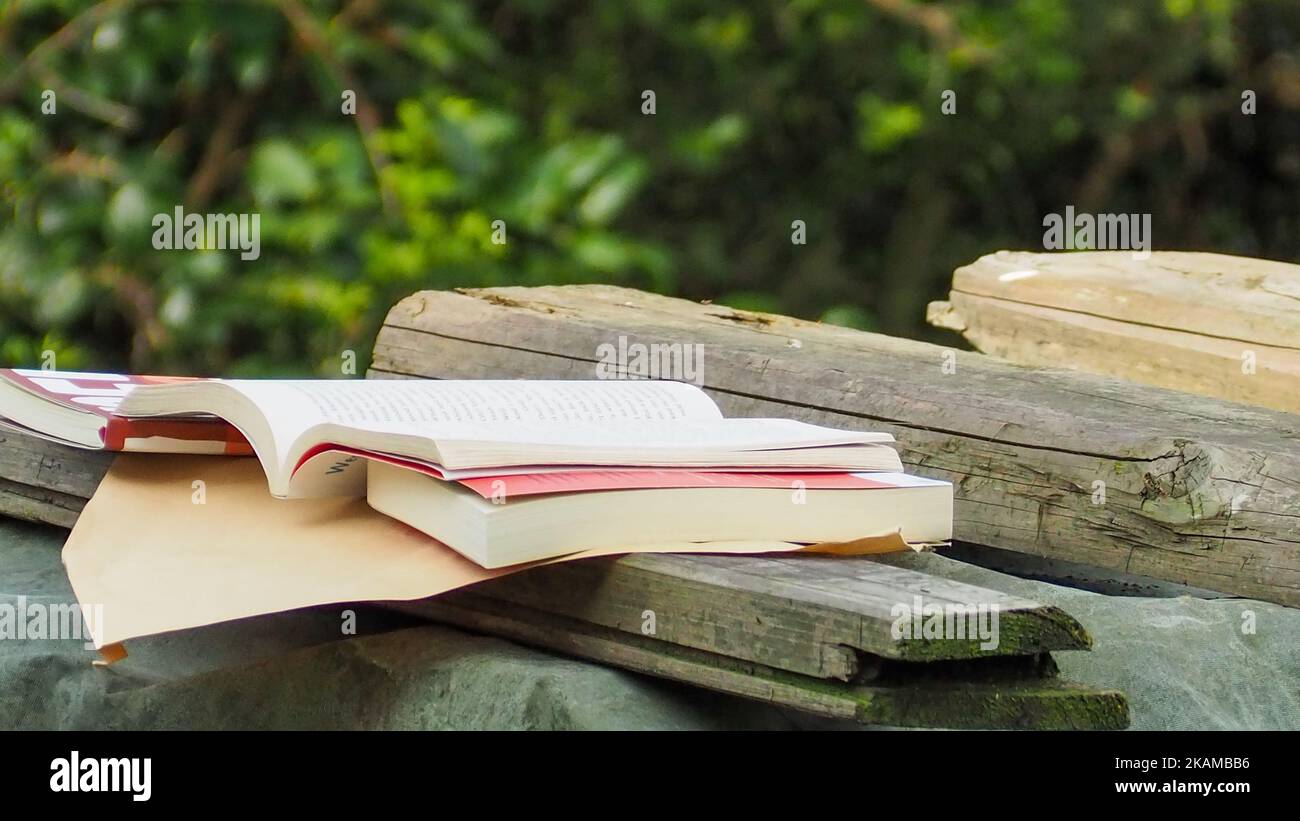 Stack of books outside hi-res stock photography and images - Alamy