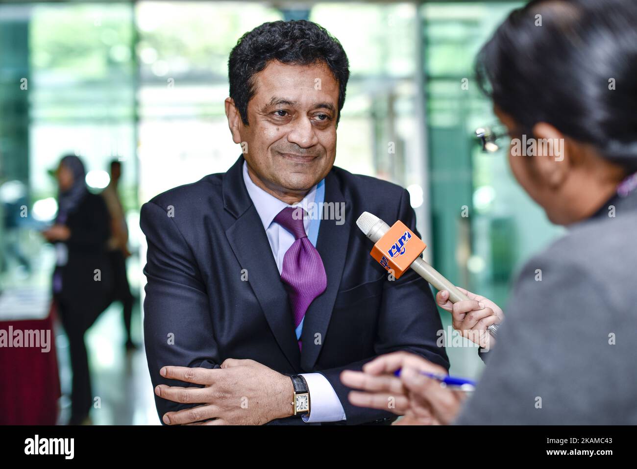 Secretary-General, Islamic Financial Service Board Mr. Jaseem Ahmed speaks with press during ...